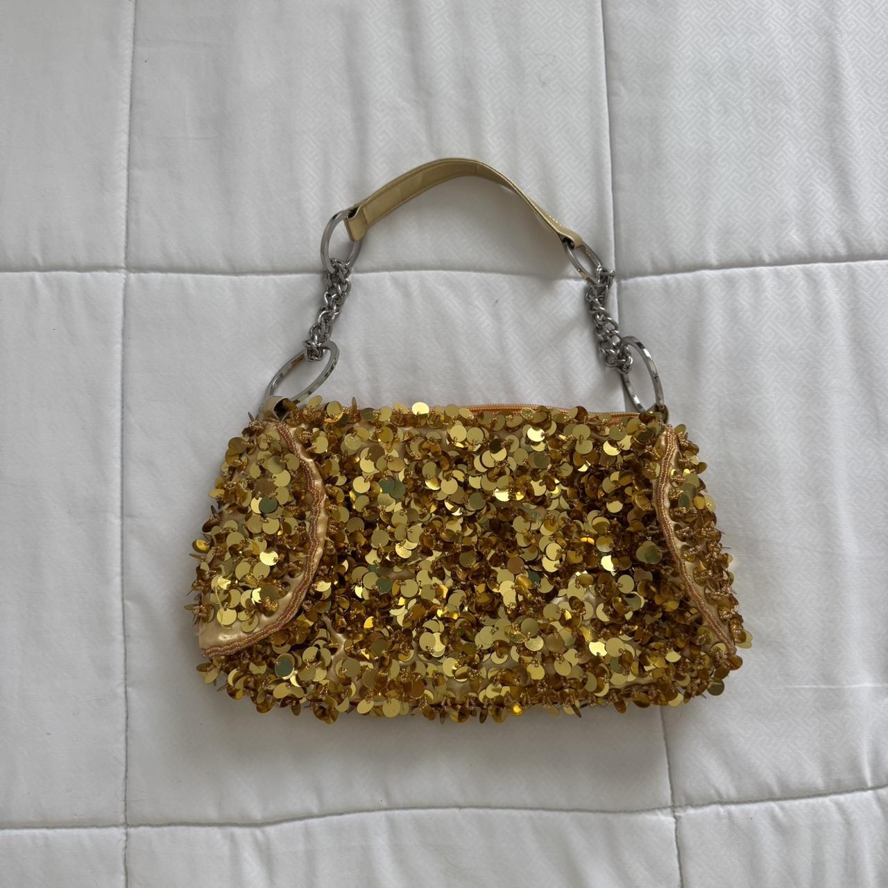 Gold sequin shoulder bag There are missing sequins... | Depop