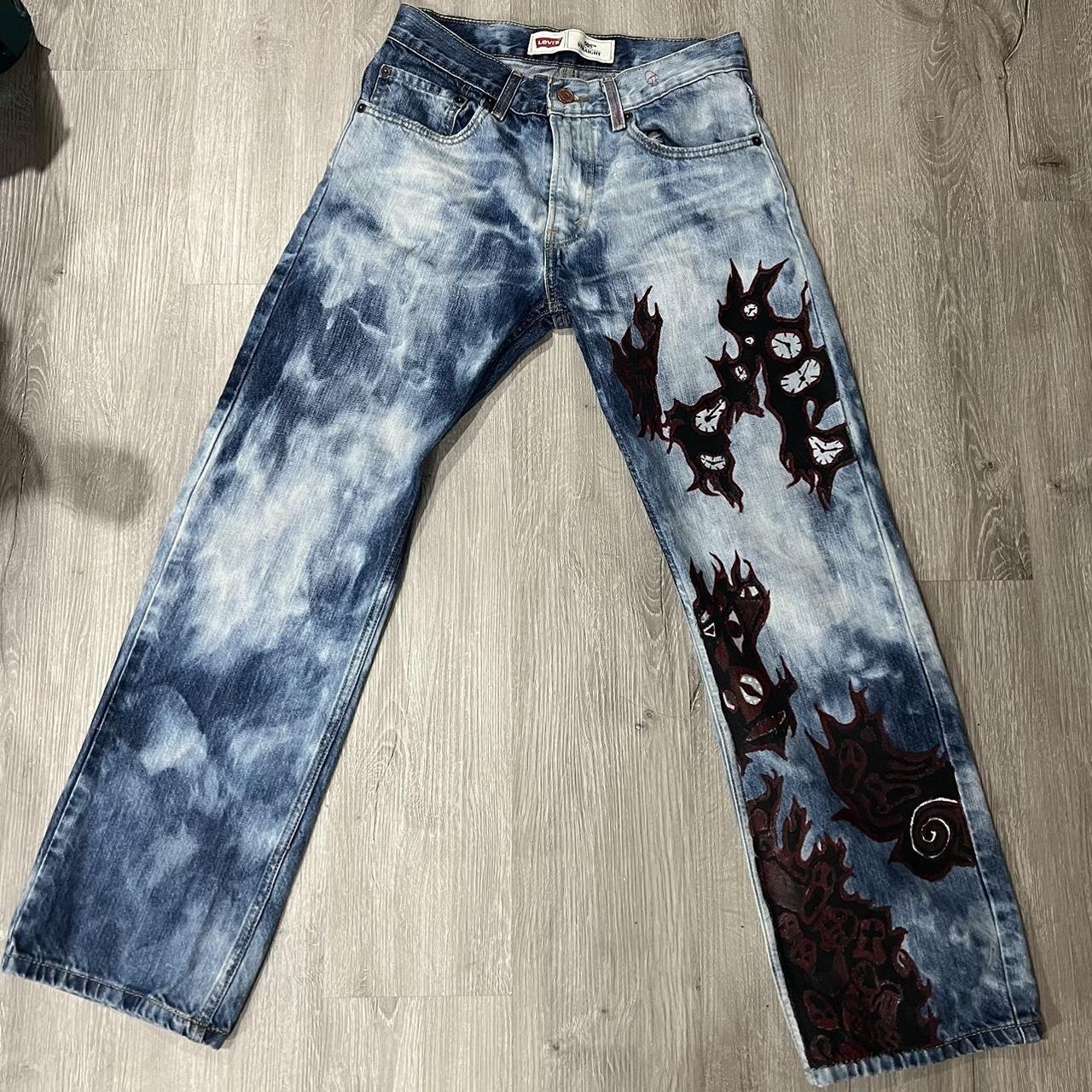CUSTOM CHAOTIC JEANS emo grunge type feel super raw!... - Depop