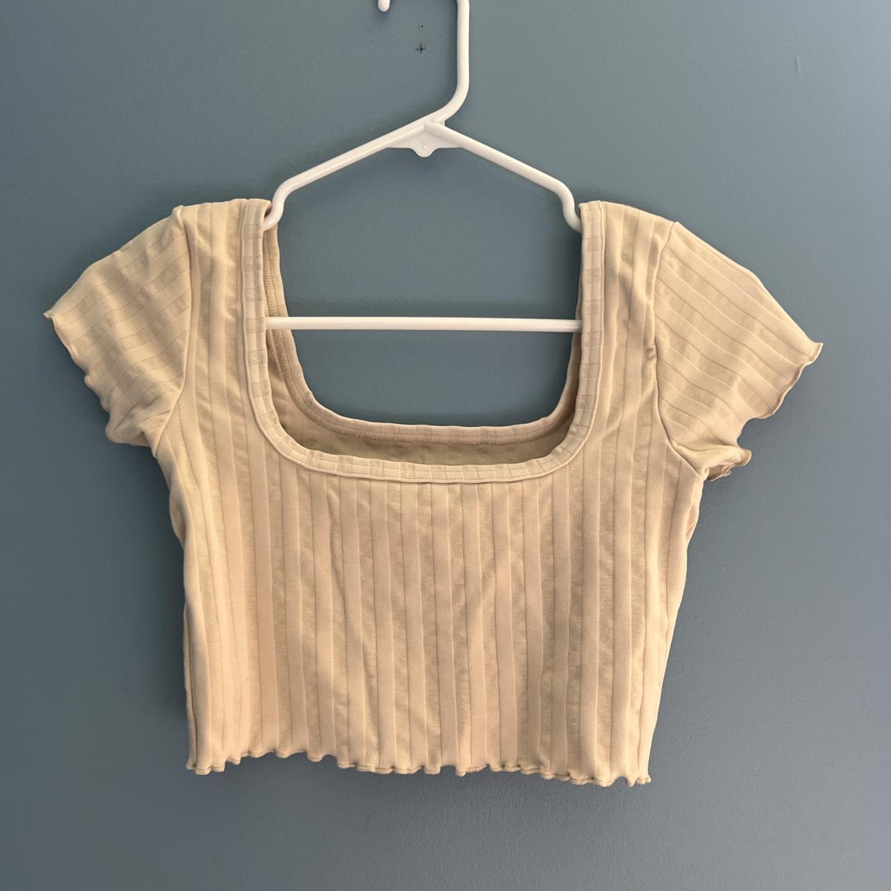 Aerie Women's Cream Crop-top | Depop