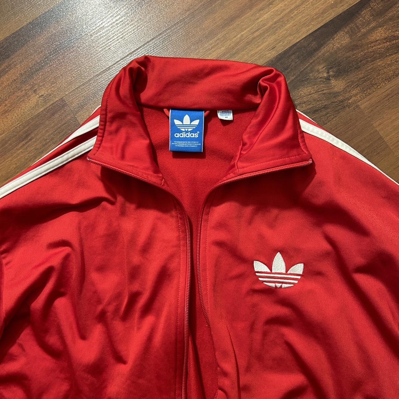 Vintage adidas red zip up track jacket! Size medium! - Depop