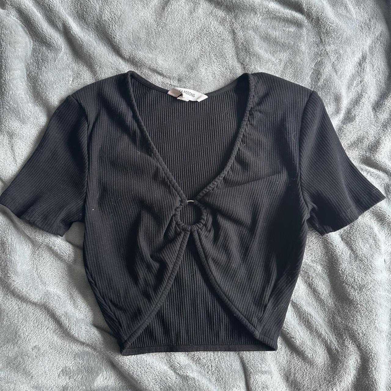 Glassons black ring crop top #glassons #croptop #black - Depop