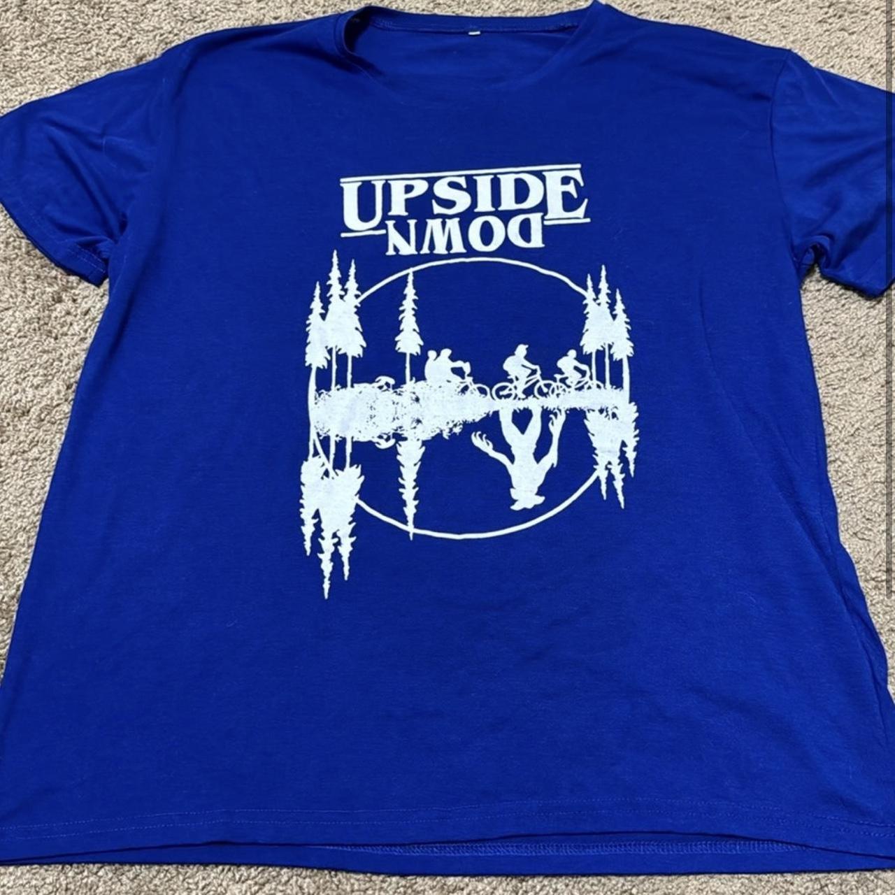 Blue Stranger Things Upside Down graphic tee... | Depop