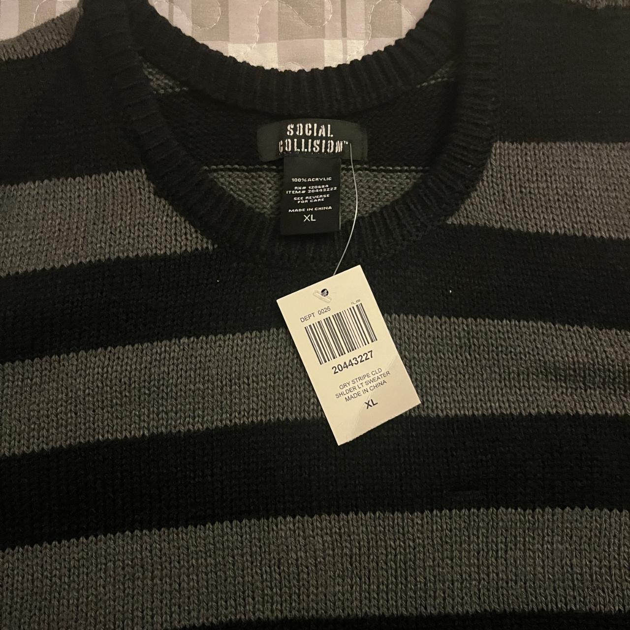 Emo Goth Grunge Aesthetic Striped Off the Shoulder... - Depop