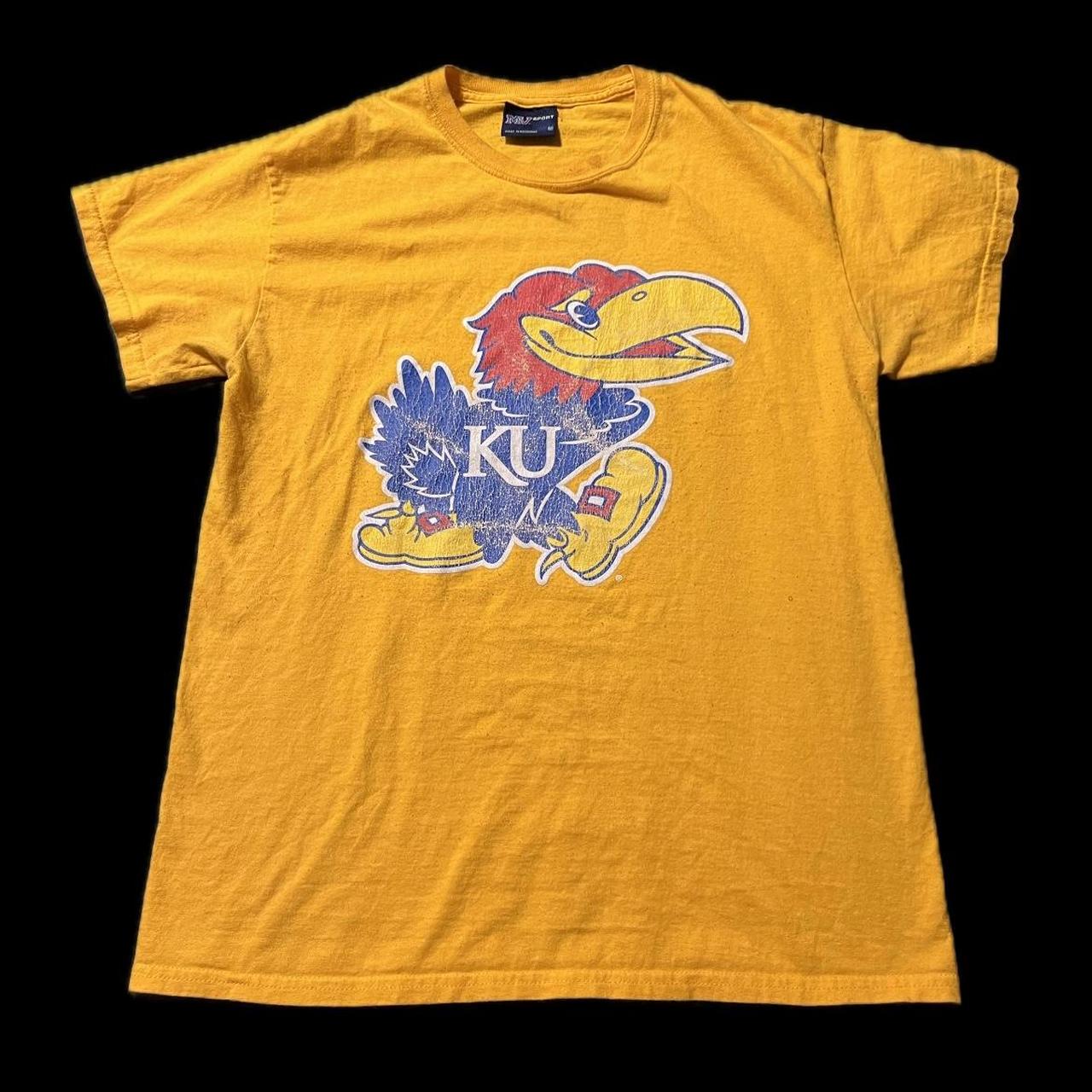 Medium yellow jayhawk tee 100% cotton - Depop
