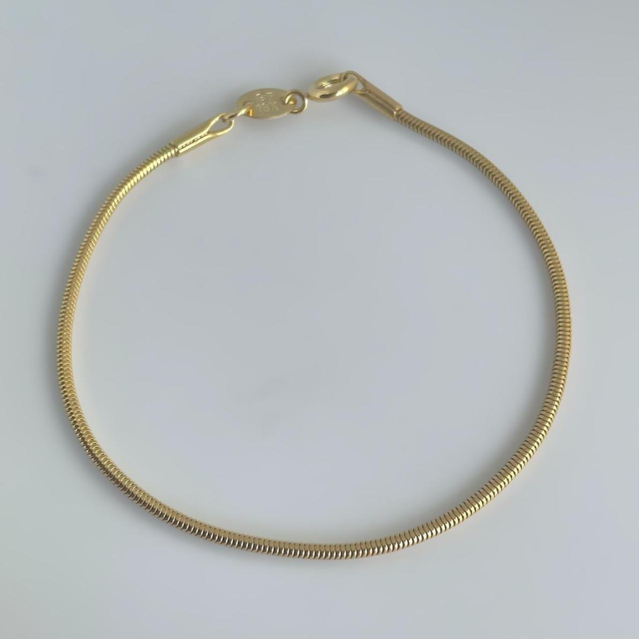 gold round snake chain bracelet 18k gold filled... | Depop