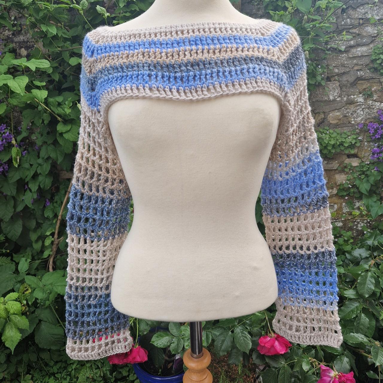 Super Cropped crochet Shrug top/ bolero arm warmers... - Depop