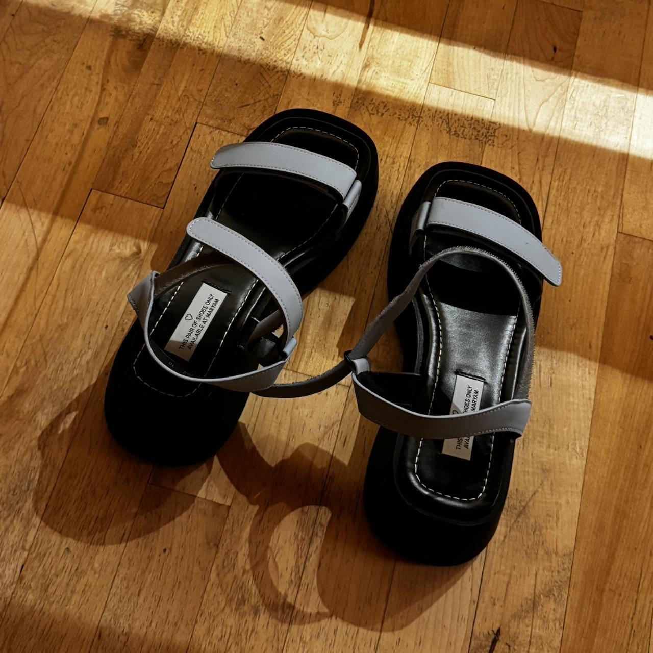 Shop Peche Blue Platform Sandals in size 8. super... - Depop