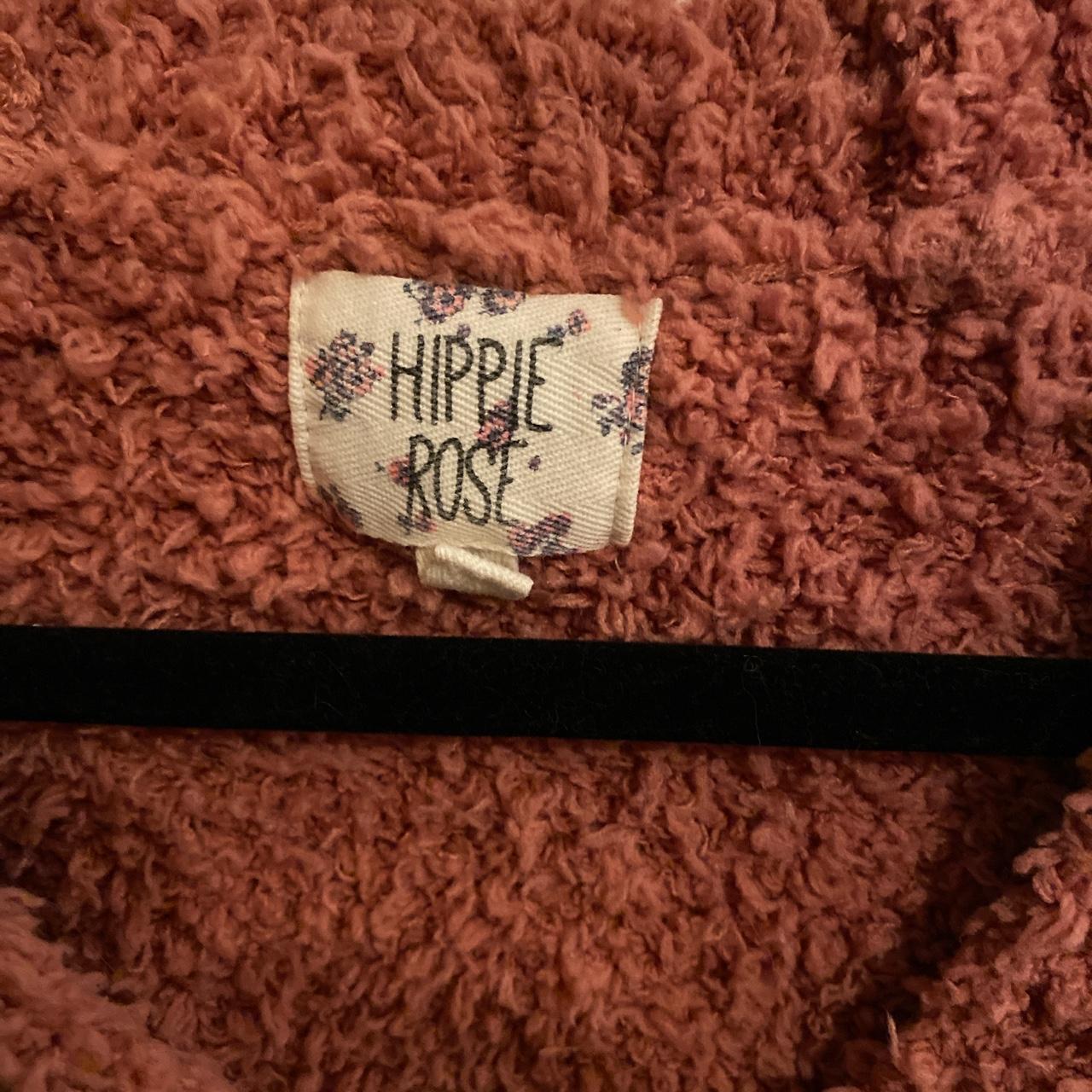 Hippie Rose pink fluffy cardigan sweater with... - Depop