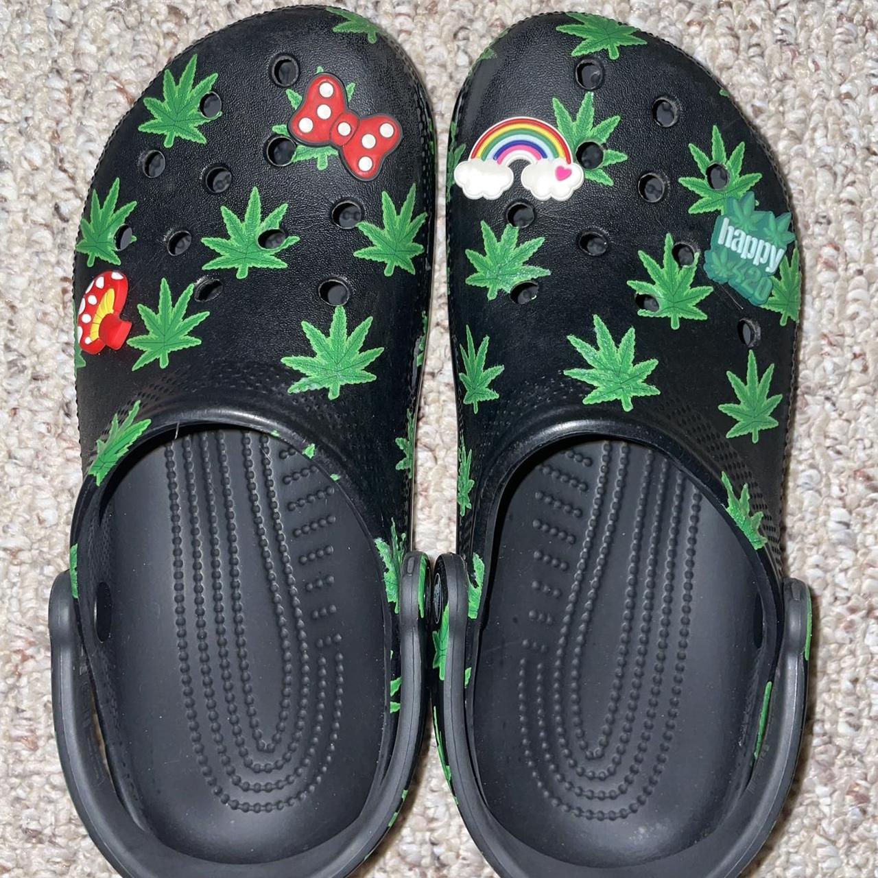 Weed Crocs size 6 - charms included:) - Depop