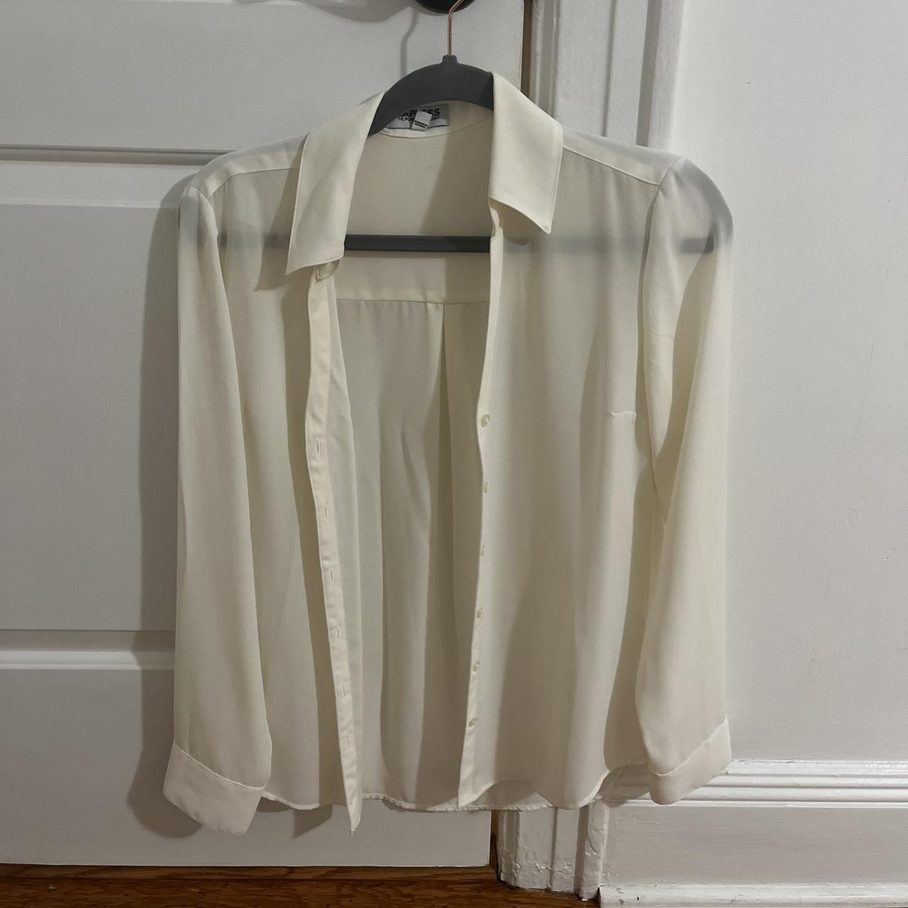 Express white sheer button down blouse. Size... | Depop