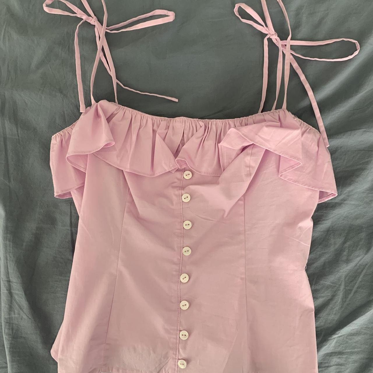 Revolve (Majorelle) pink top with tie straps. Worn once - Depop