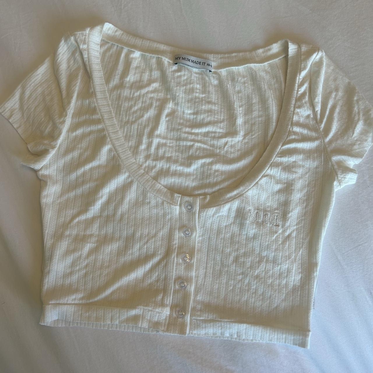 White cropped button down (My Mum Made It) - Depop