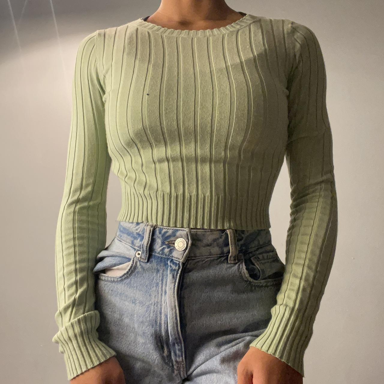 Glassons - Ribbed Mint Green Long Sleeve Top DEPOP... - Depop
