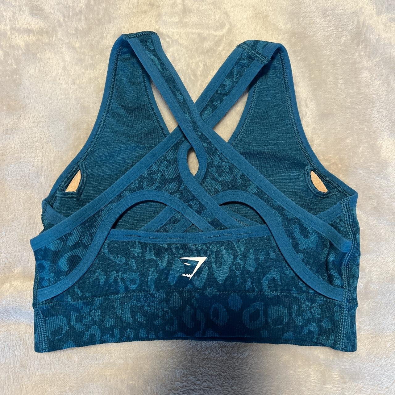 Blue gym shark sports bra - Depop