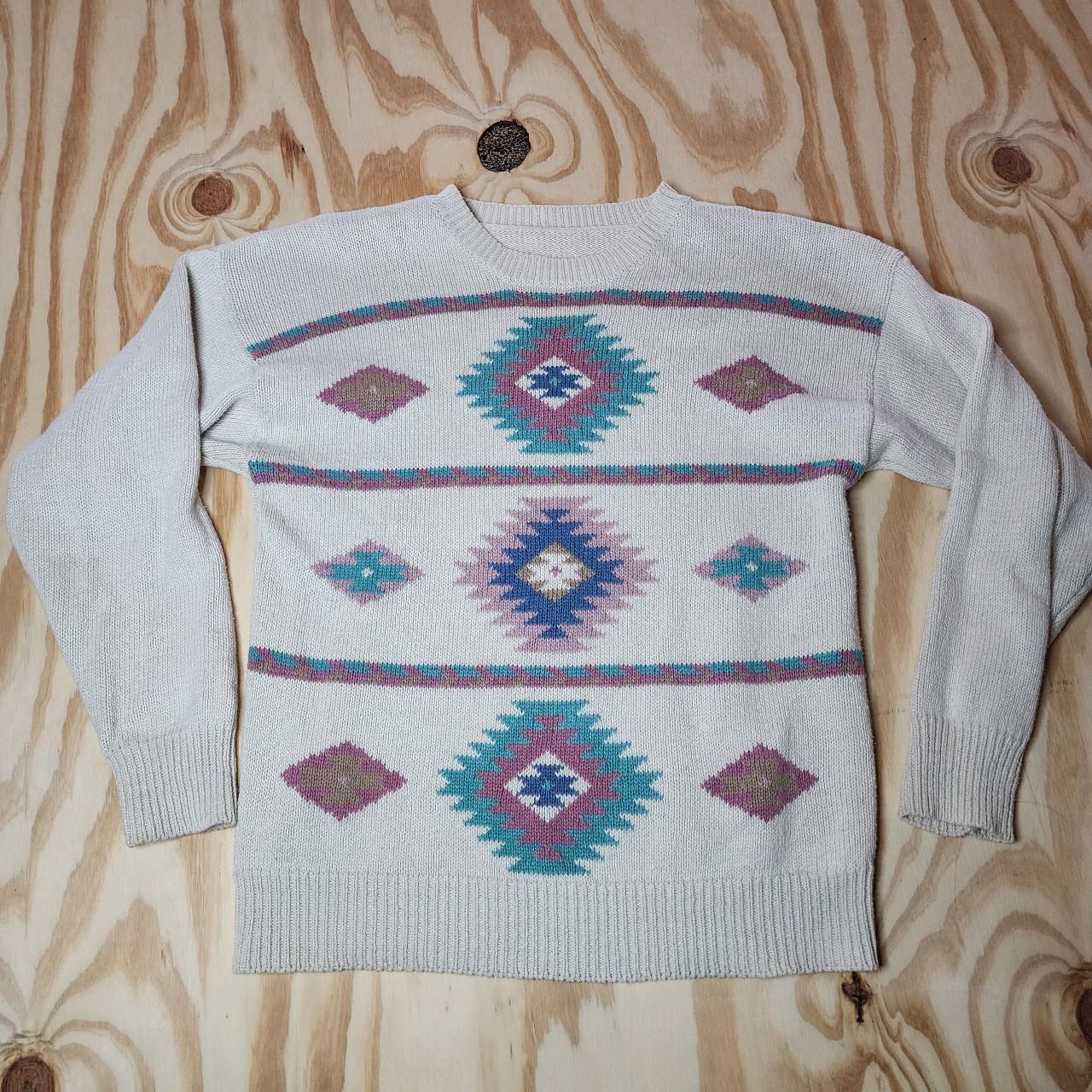 80s vintage Aztec knit sweater. No tag, see... - Depop