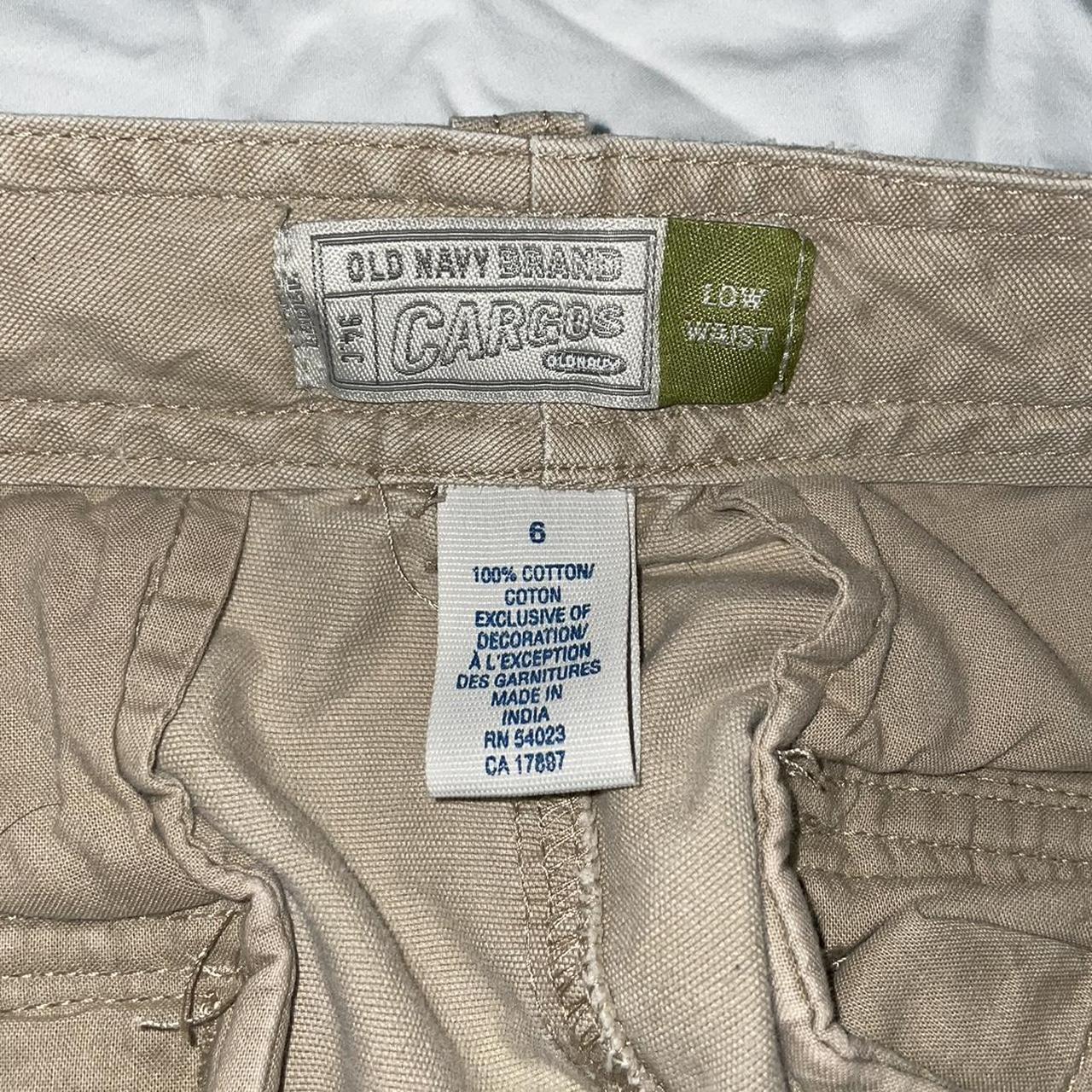 low waisted khaki cargos size 6 brand: old... - Depop