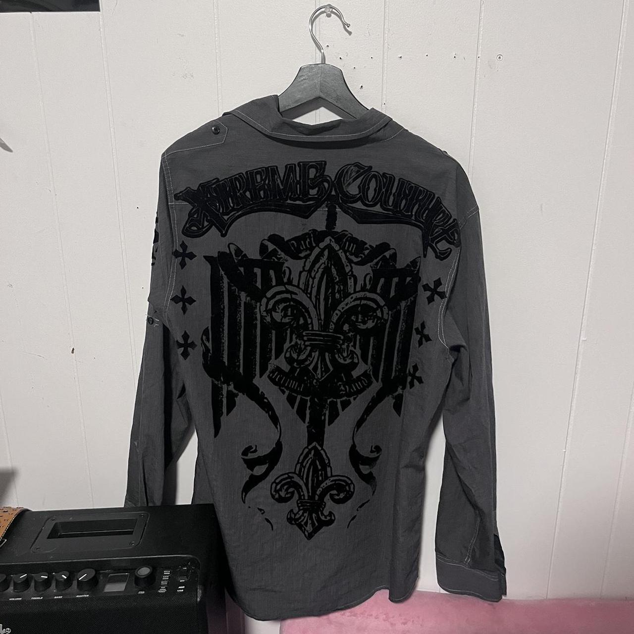 Xtreme couture button up Dark grey black - Depop