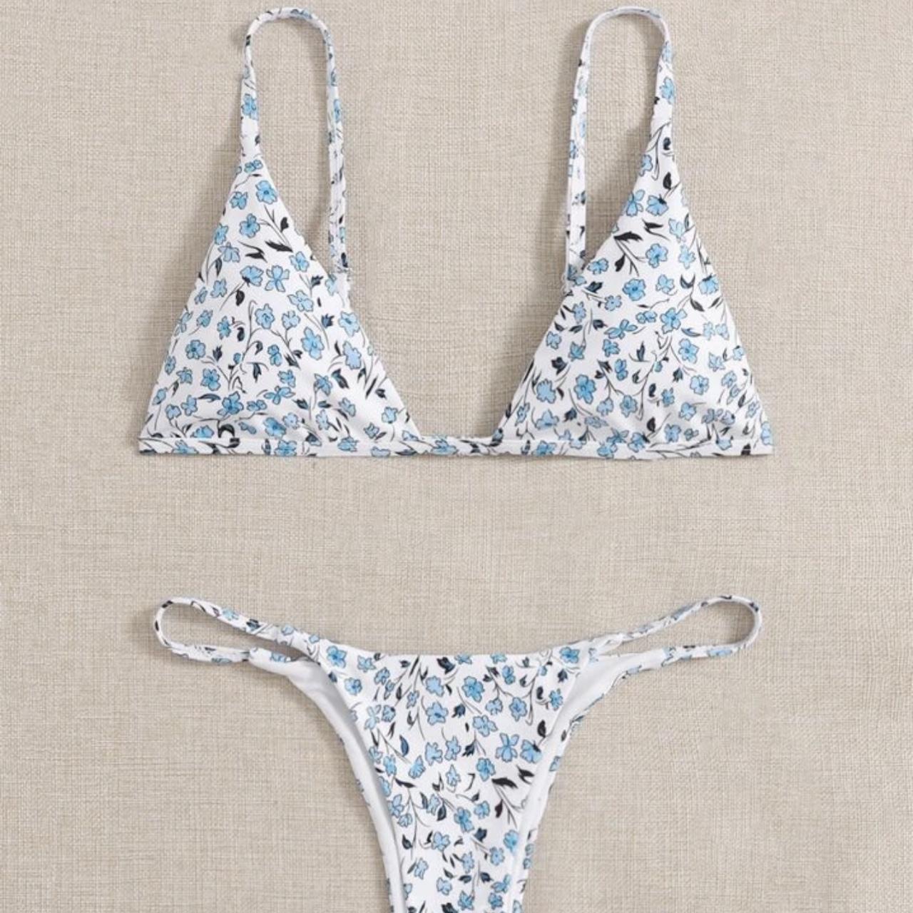 SHEIN Blue Floral Bikini Set - Size S 🤍 Brand new... - Depop