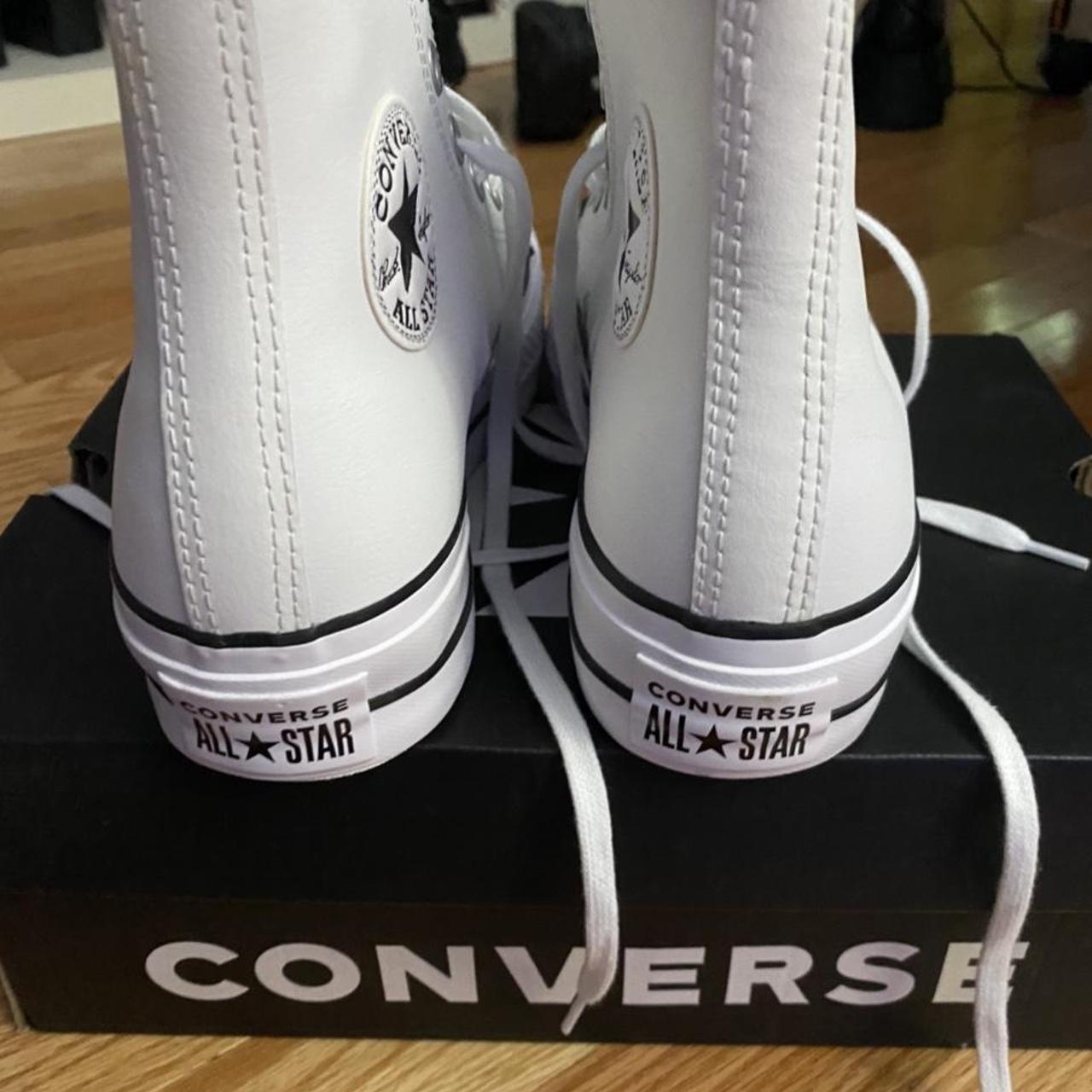 White leather platform converse I never wear white... - Depop