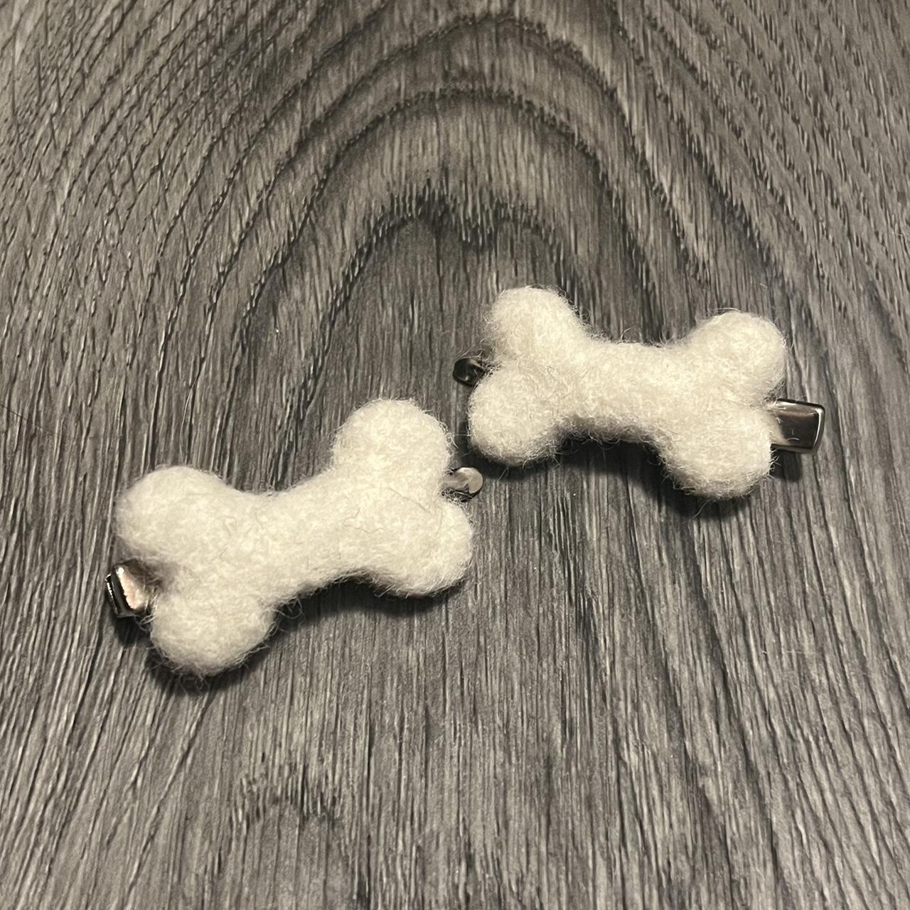 handmade needle felted wool bone hair clip accessory... - Depop