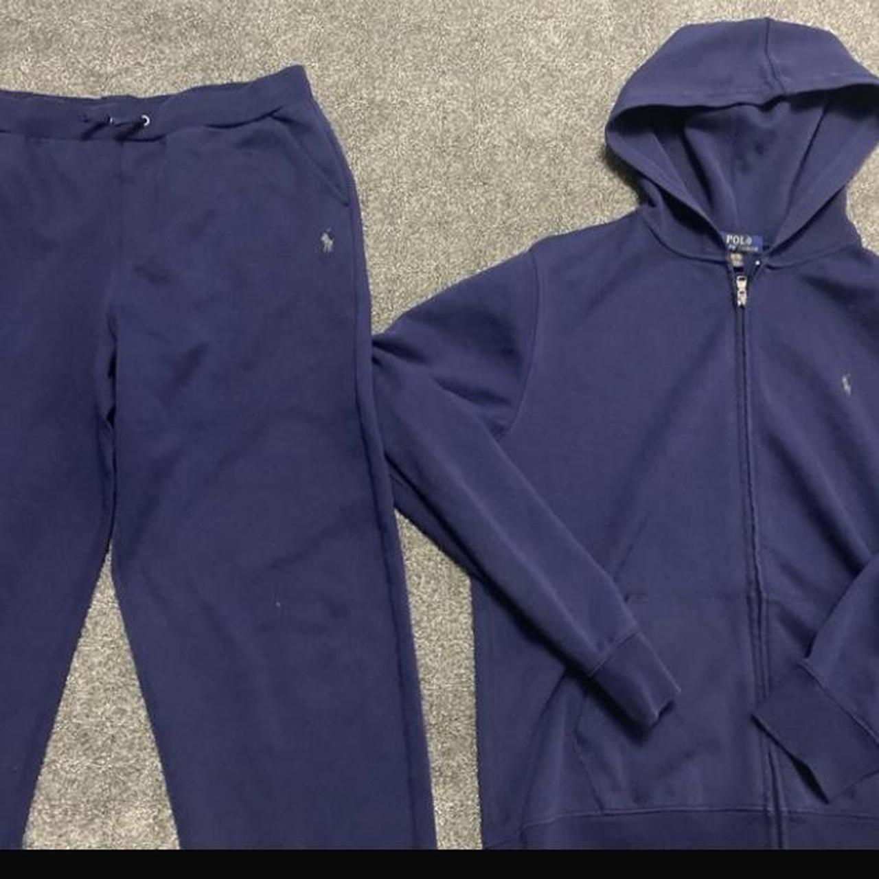 Navy Ralph Lauren zip up hoodie and joggers... - Depop