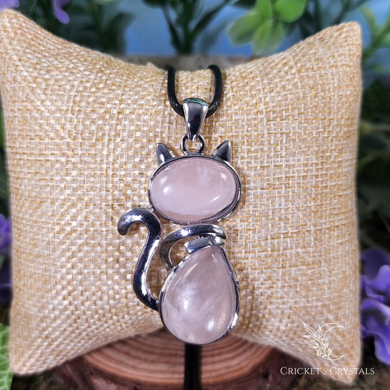 Rose Quartz Kitty Cat Necklace #515 This gorgeous... - Depop