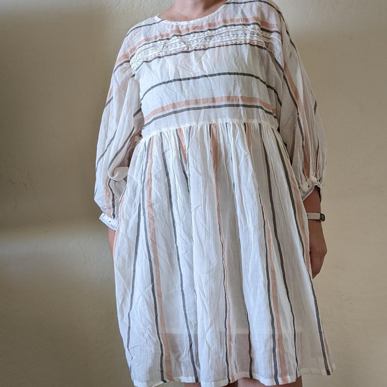 Light flowy striped dress . Linen-luke fabric. Hits... - Depop