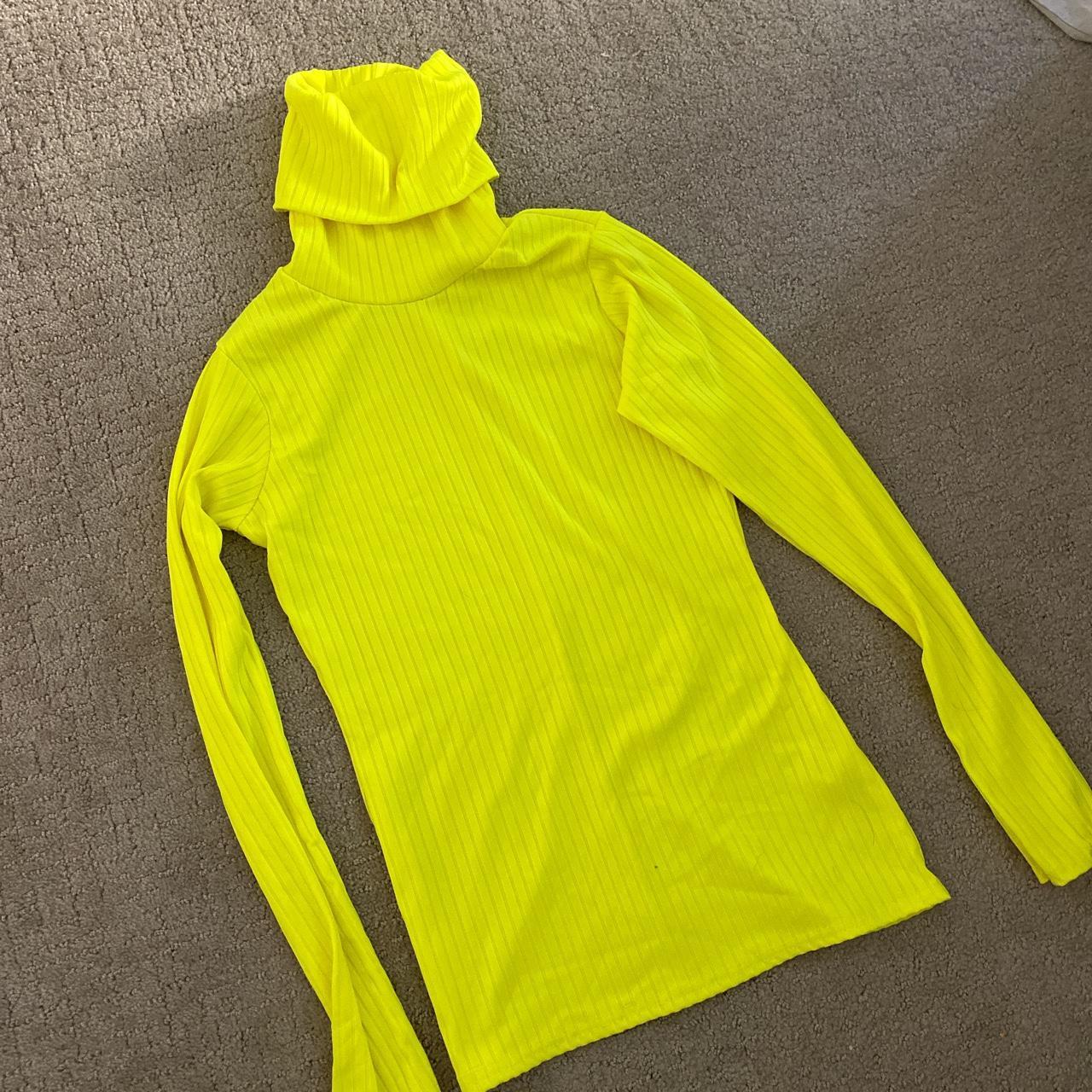 pretty little thing neon yellow turtleneck size L/XL - Depop