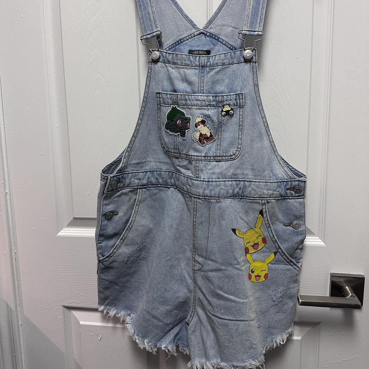 Denim overalls that have been customized with... - Depop