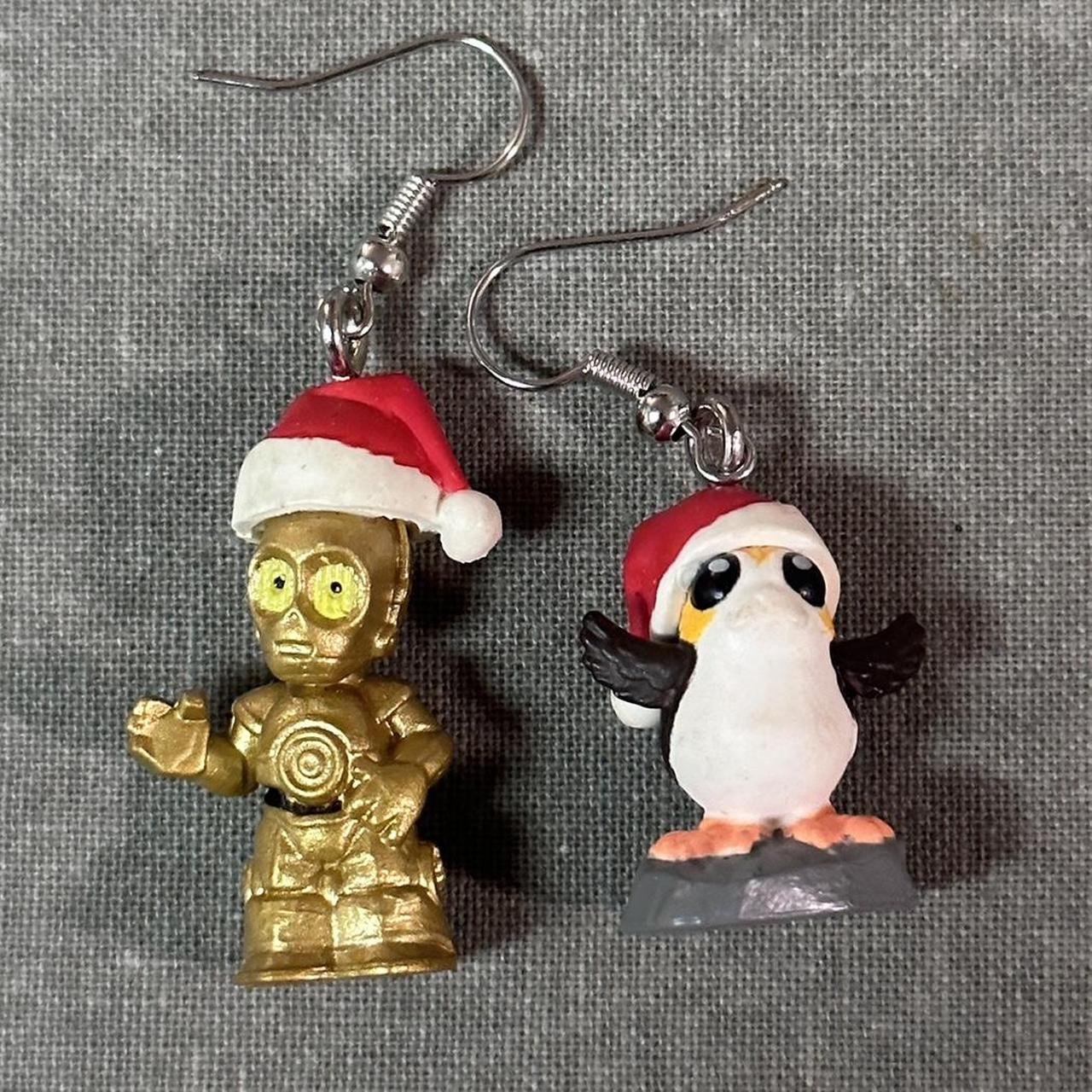 C3PO and Porg with Santa hats on earrings set.... - Depop