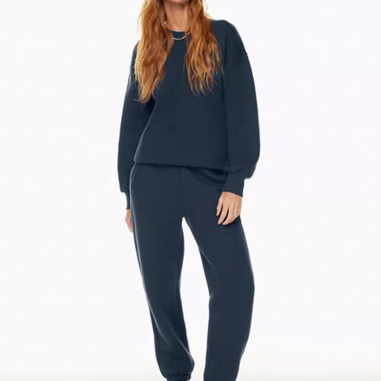 ARITZIA navy blue crew neck sweatshirt + sweatpants... - Depop