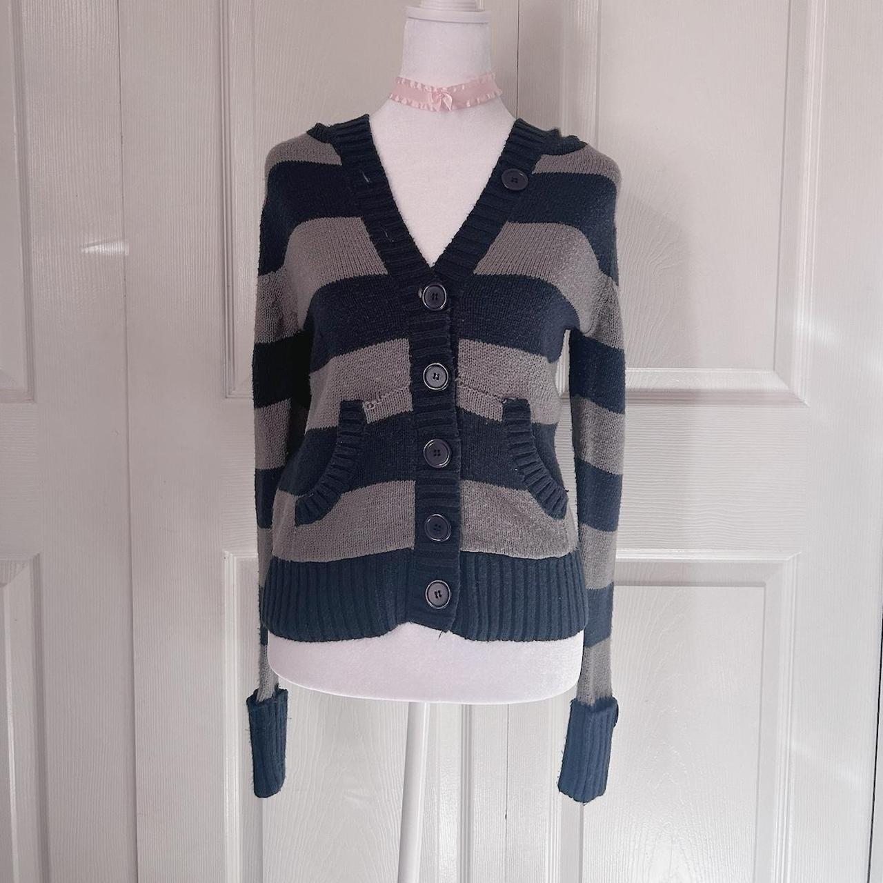 Grunge striped cardigan ~please read my shop... - Depop