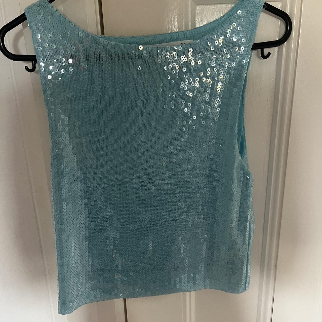 Blue glassons sequin top Brand new but... - Depop