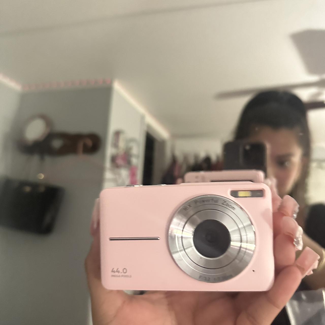 Pink and silver digital camera with 16x zoom and 3x... - Depop