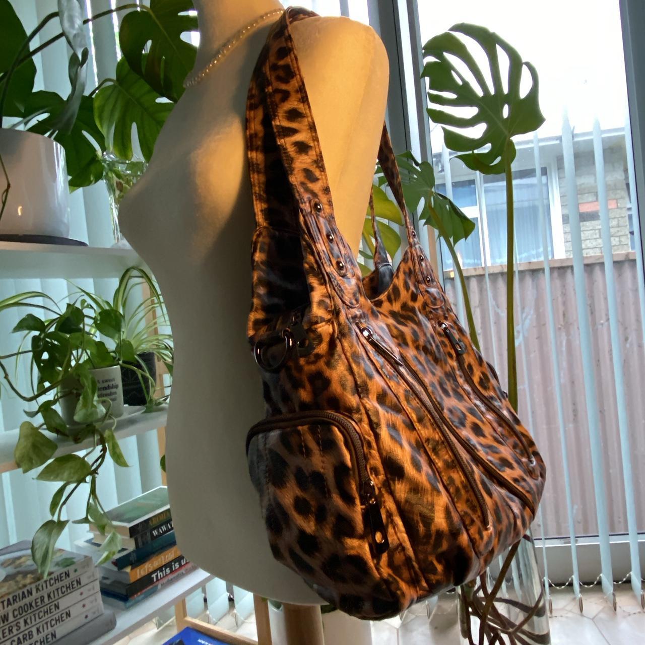 Bello Ricco leopard print bag with multiple pockets... | Depop
