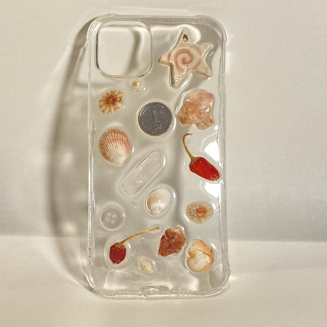 clear resin iphone 14 decorated phone case... - Depop