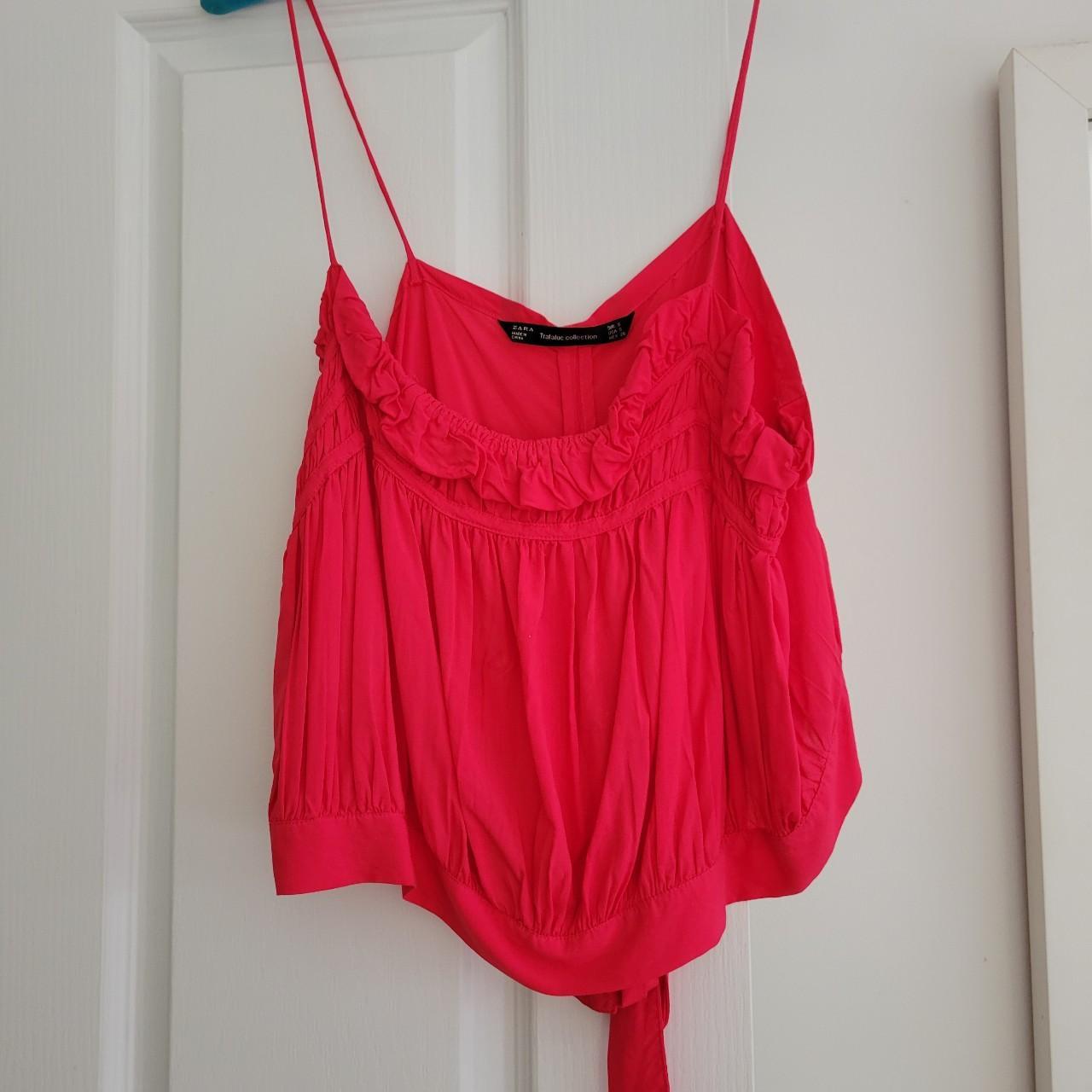 Zara cami, shoe string straps, tie at the back. Size S - Depop