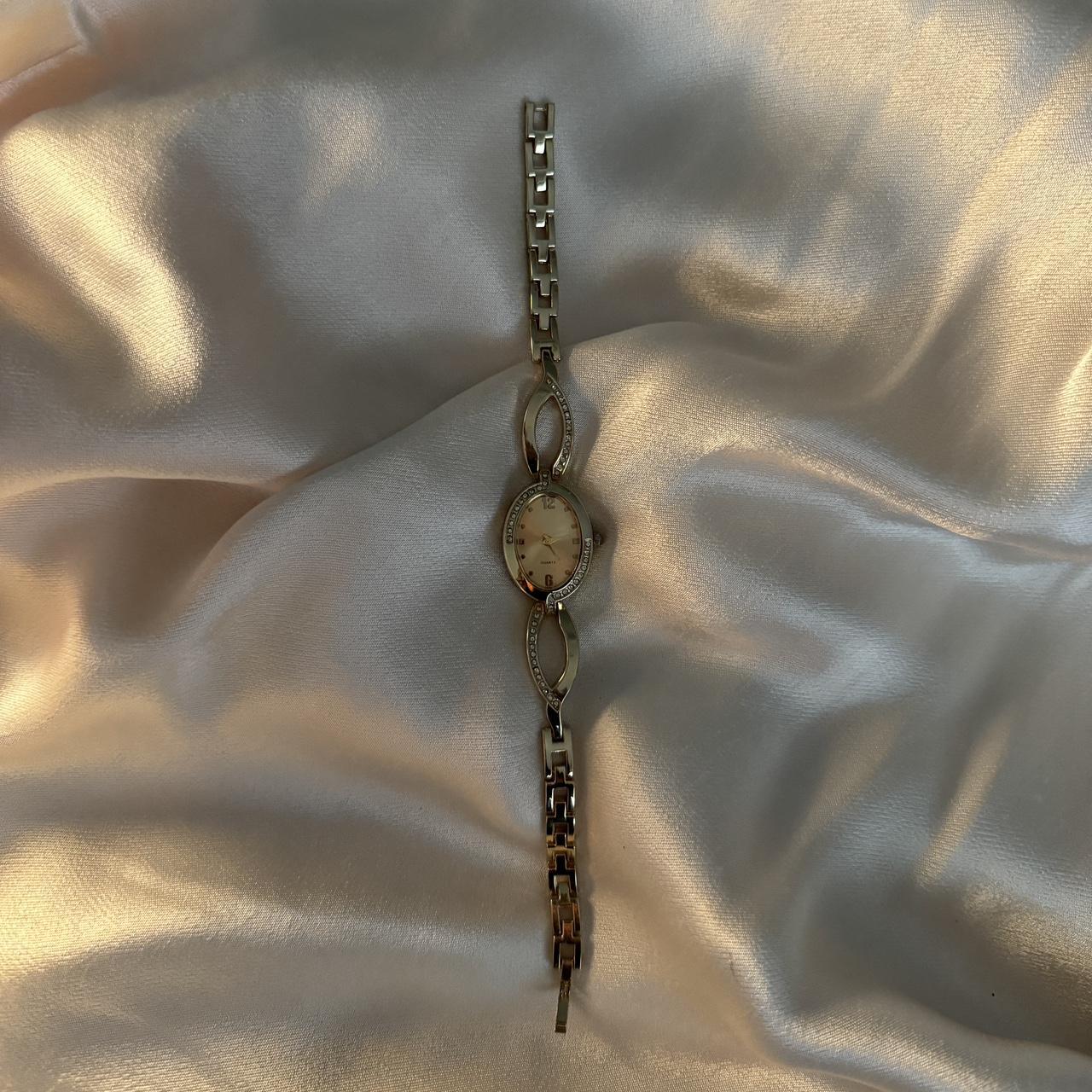 💌 Beautiful Vintage Gold Oval Watch with Diamanté... - Depop