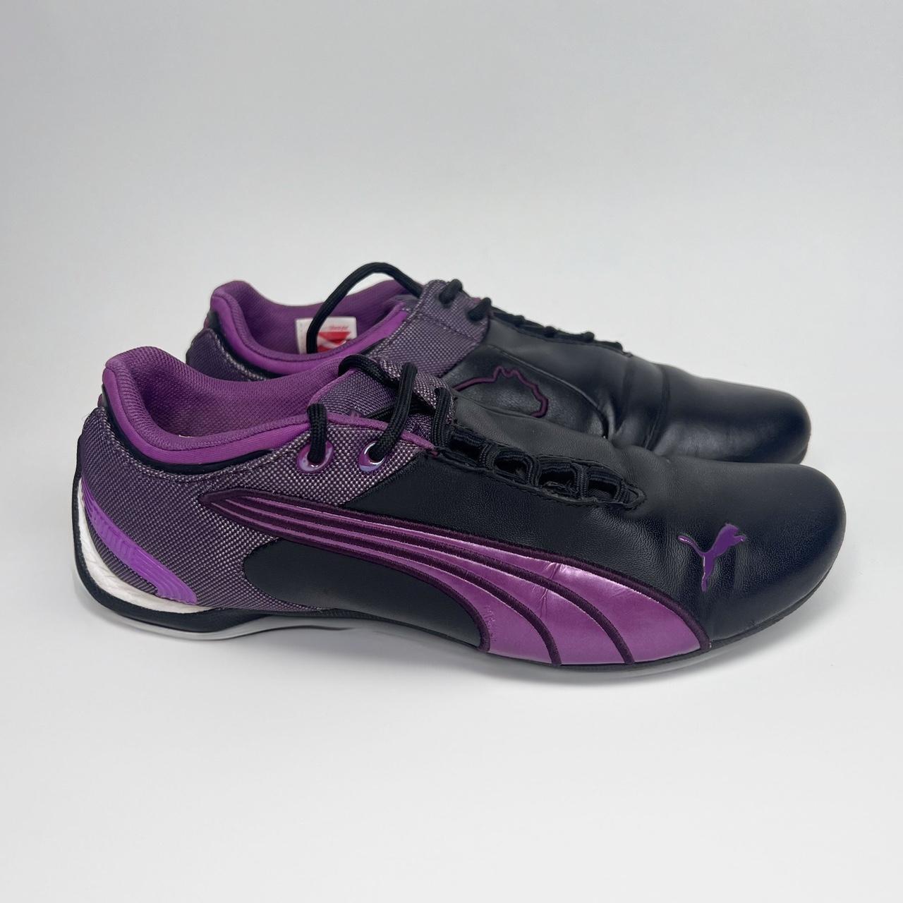 Puma archive black and purple leather trainers Size... - Depop