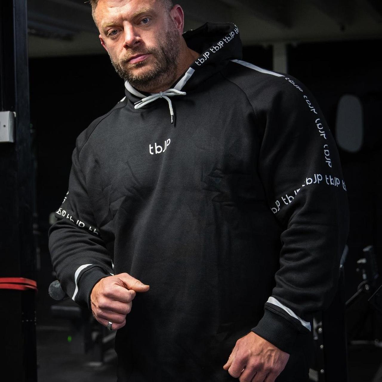 TBJP Sleeve Logo Pullover Hoodie Black Size... - Depop