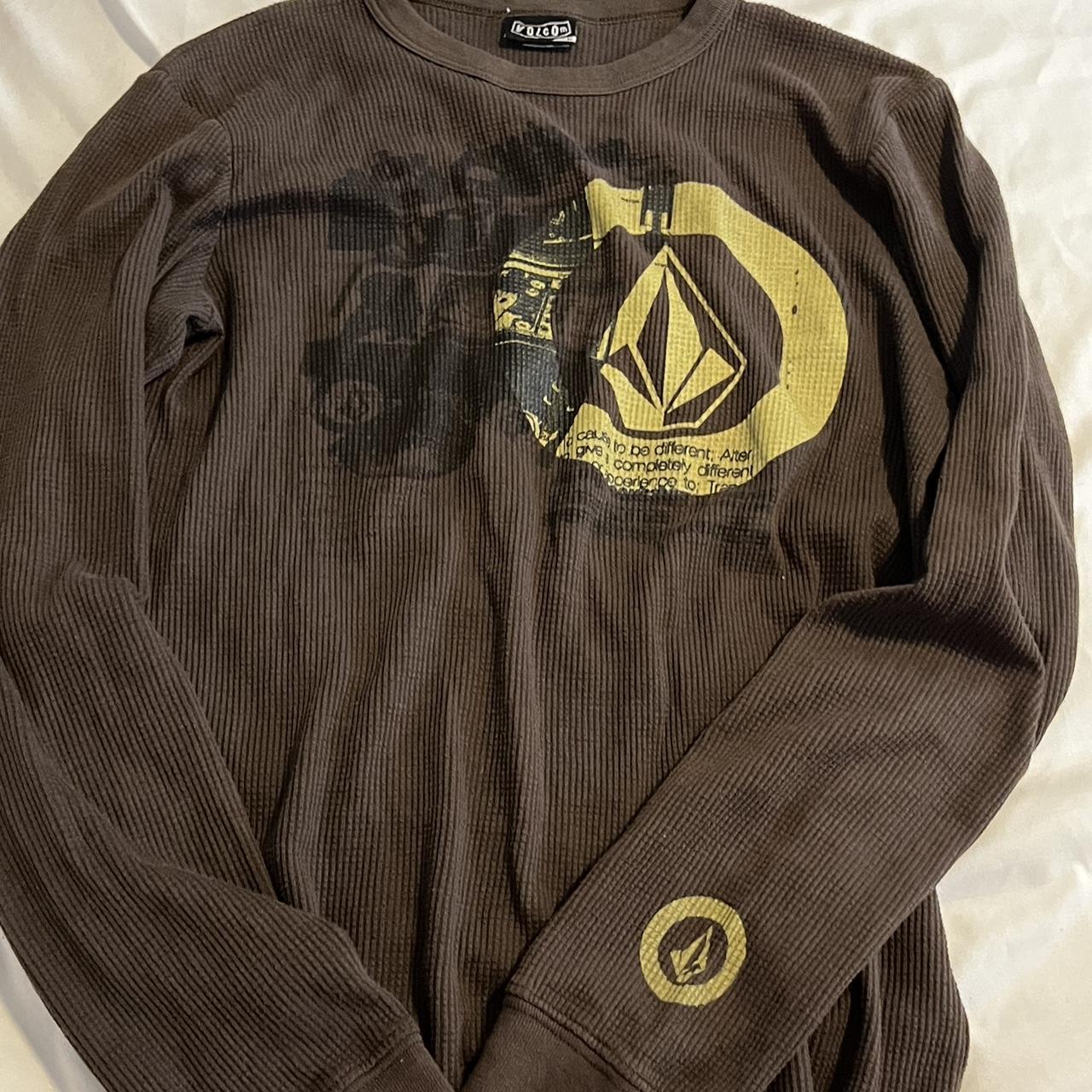vintage volcom brown long sleeve size M - Depop