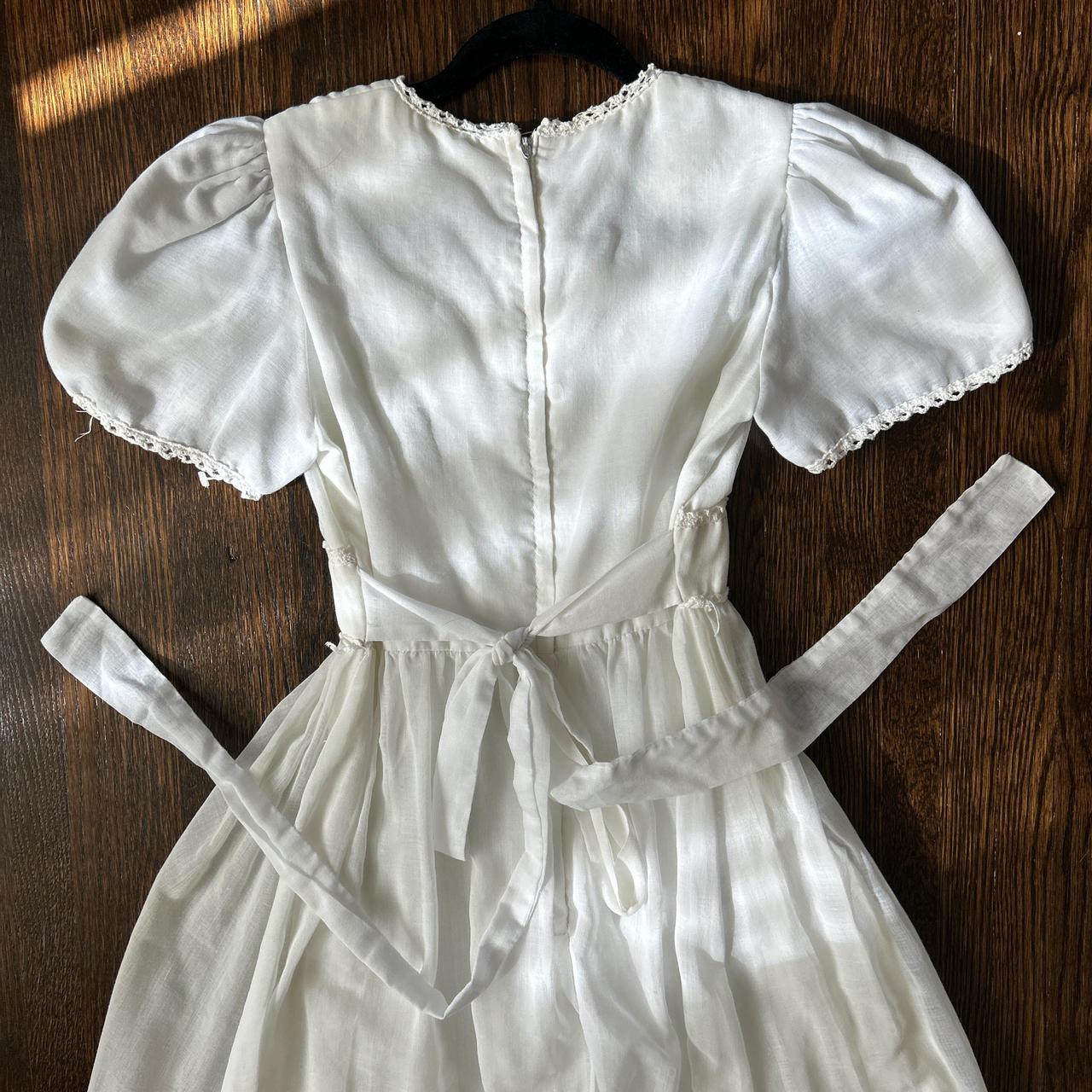 1980s Candi Jones California white puff sleeve gown... | Depop