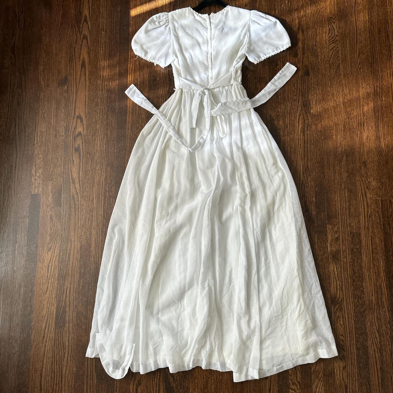 1980s Candi Jones California white puff sleeve gown... | Depop