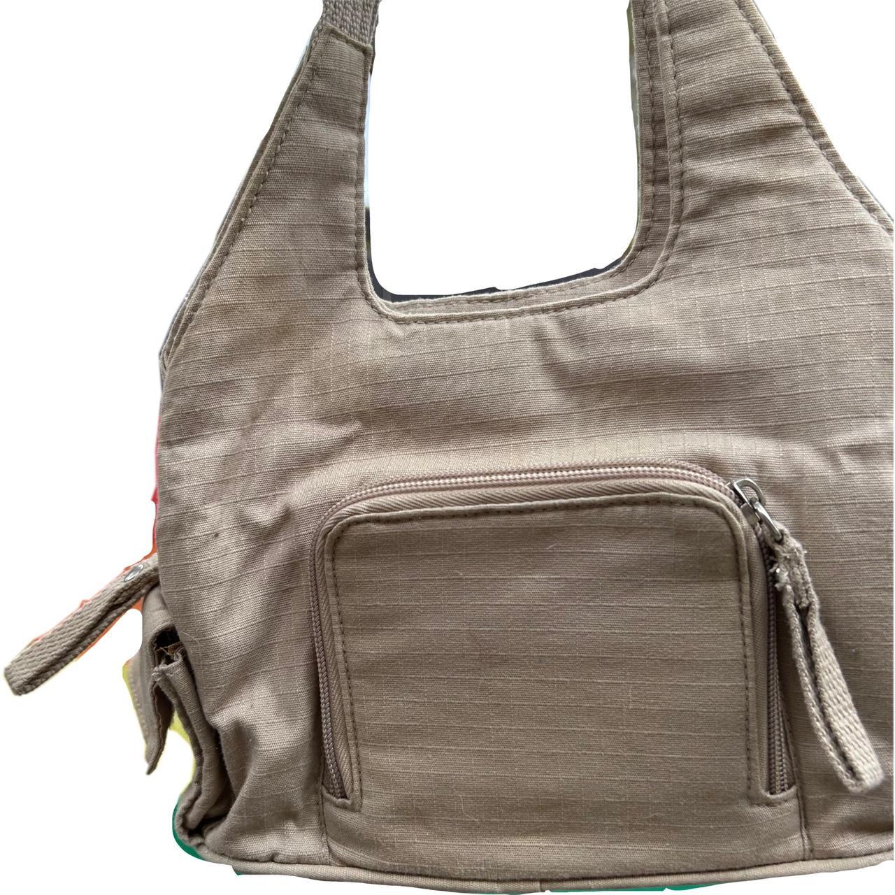 tan mini mudd bag w a built in wallet and mirror... - Depop