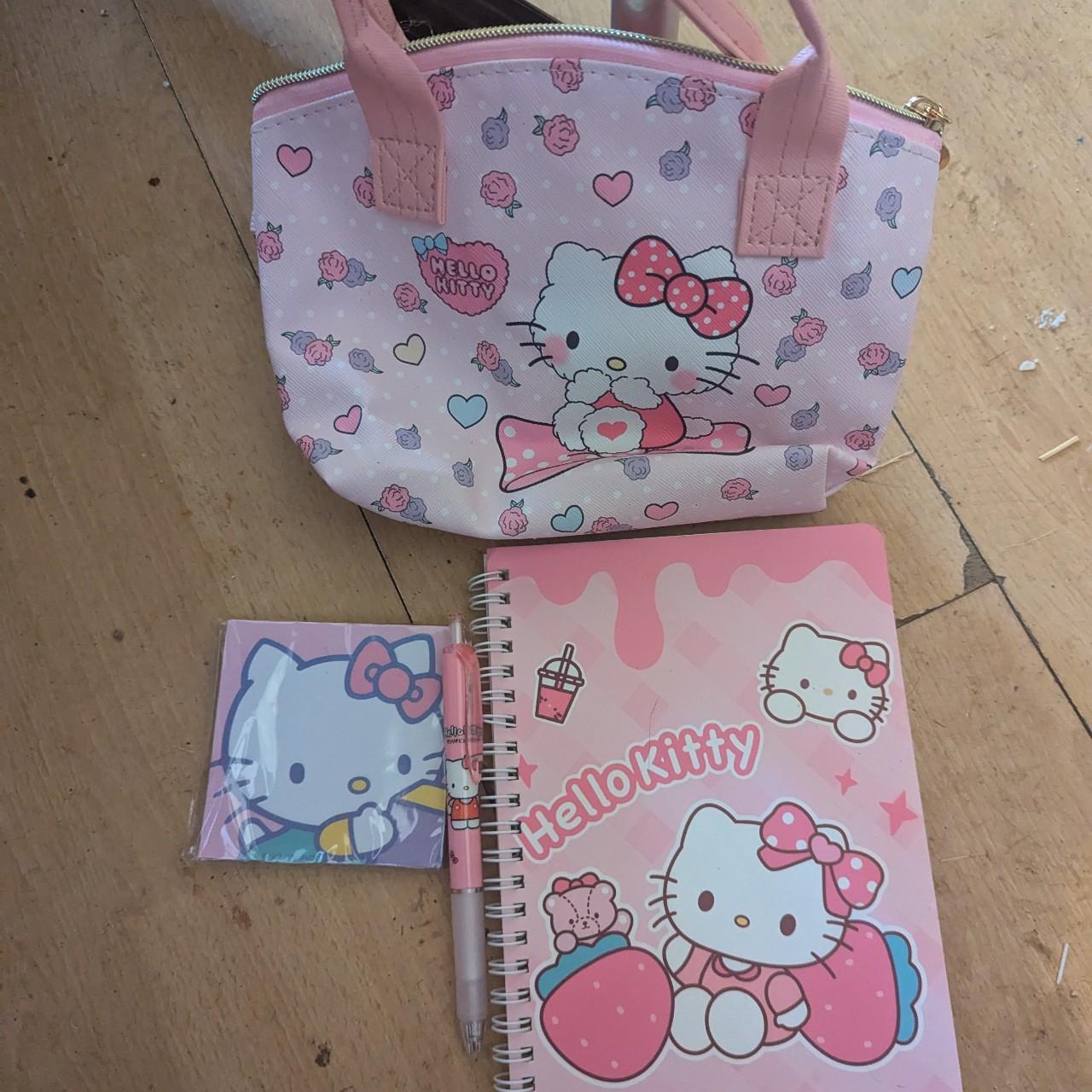 Hello Kitty Bundle Bag A6 notebook Sticky notes Pen - Depop