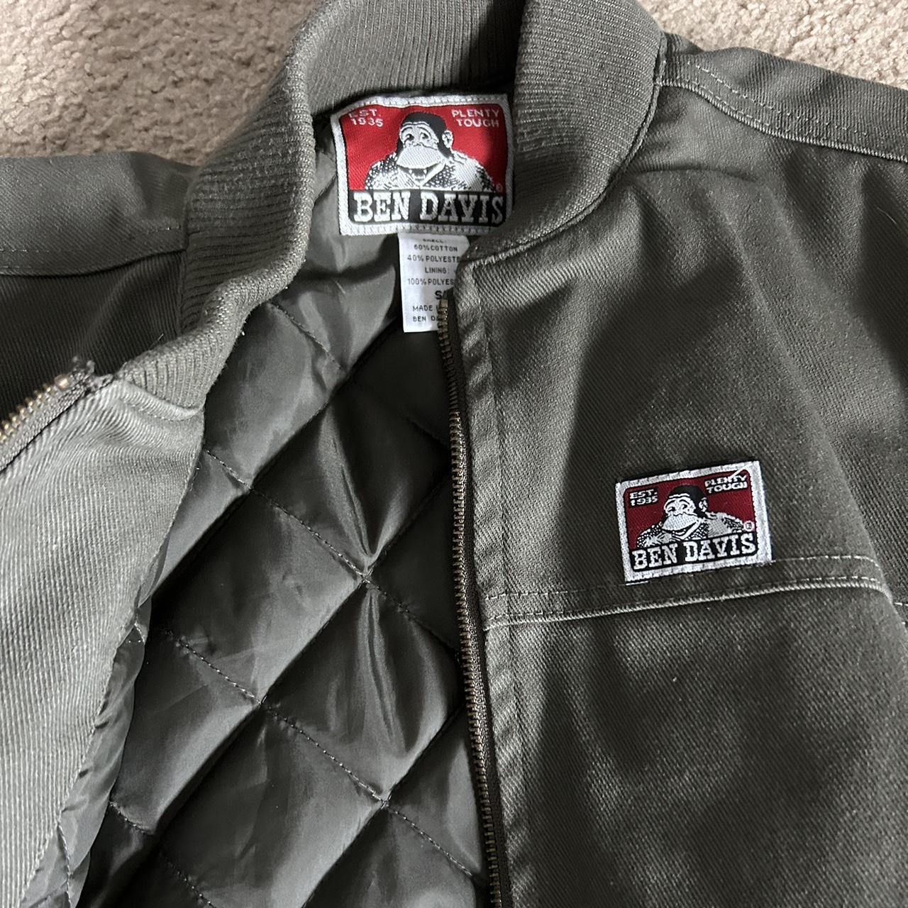ben davis bomber size small green barley worn... - Depop