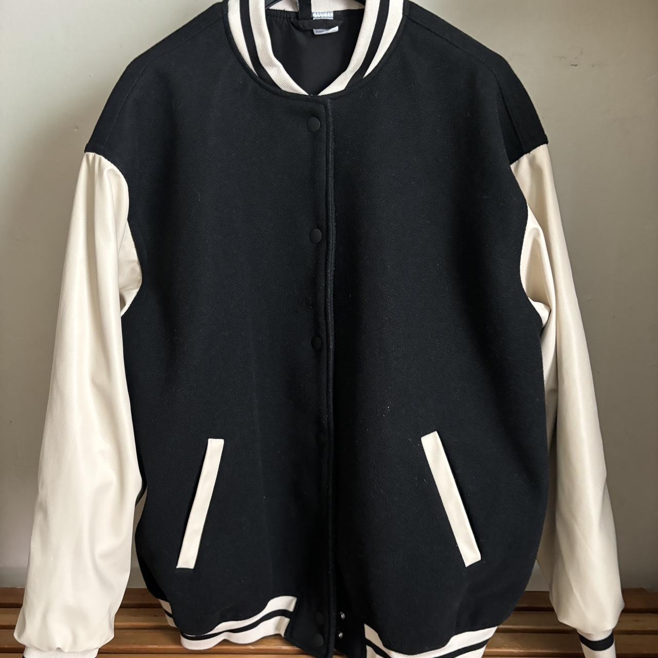 h&m varsity jacket •size S but fits oversized •like... - Depop