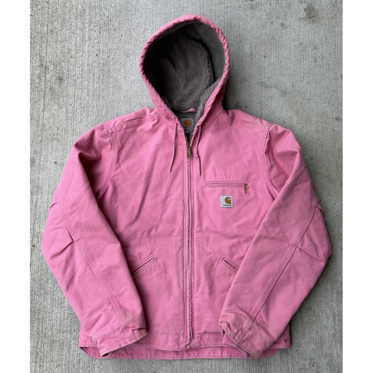 Vintage Carhartt Pink Jacket Sherpa Lined Hooded... - Depop