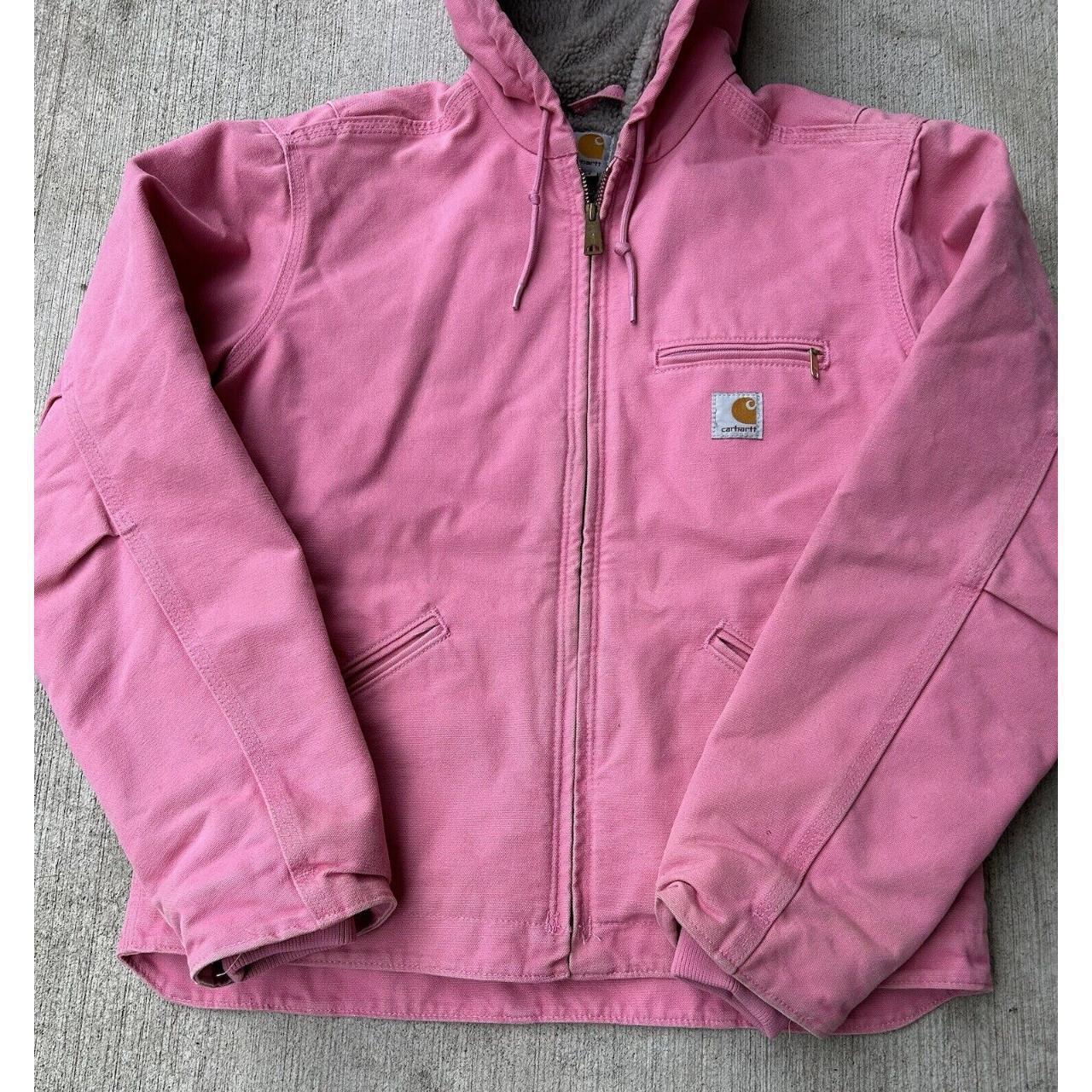 Vintage Carhartt Pink Jacket Sherpa Lined Hooded... - Depop