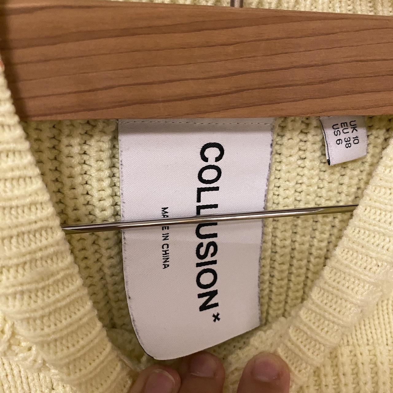 COLLUSION knitted panelled neck jumper in... - Depop